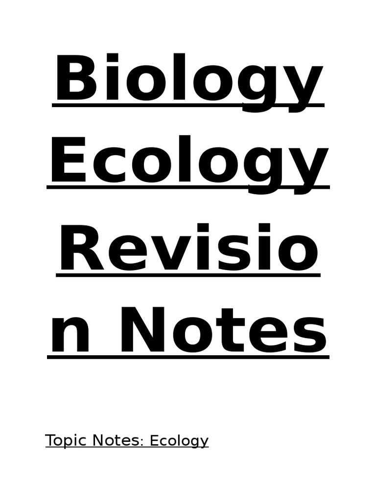 Ecology Revision Notes Overview | PDF | Food Web | Biogeochemistry