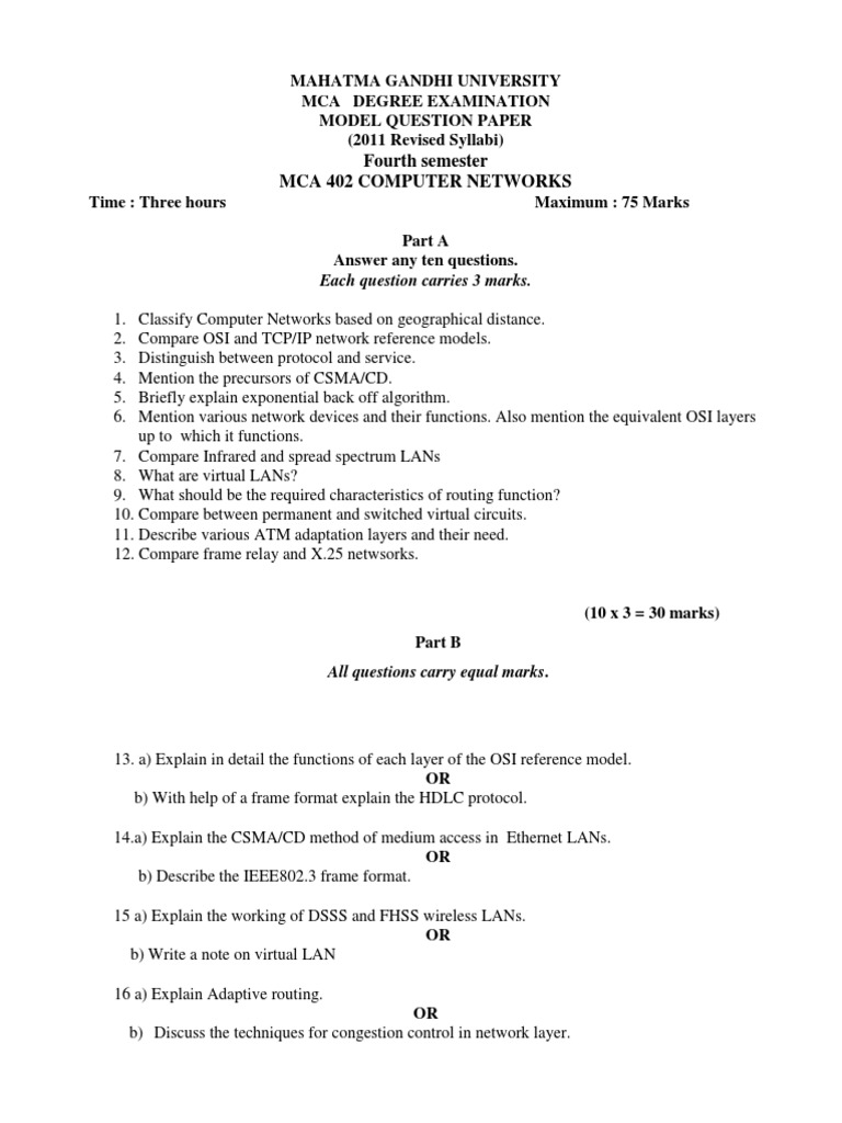 Communication Networks Question Paper | PDF