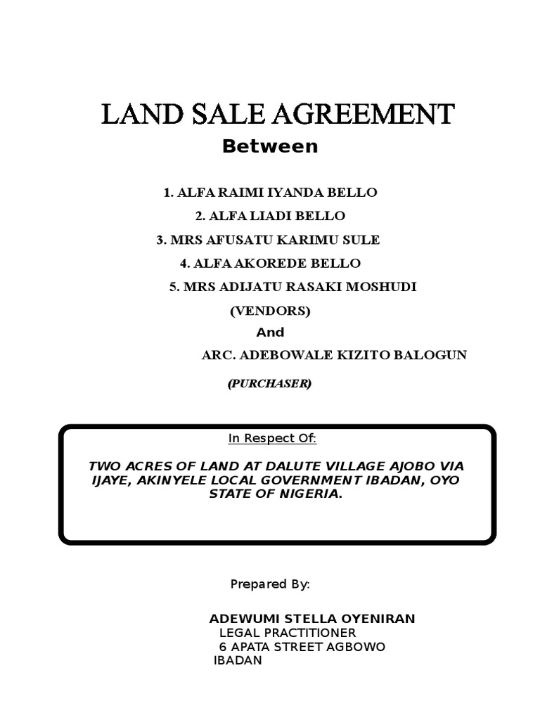 Land Sale Agreement | PDF | Civil Law (Common Law) | Virtue
