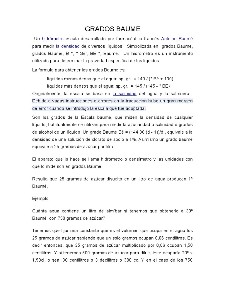 Grados Baume | PDF