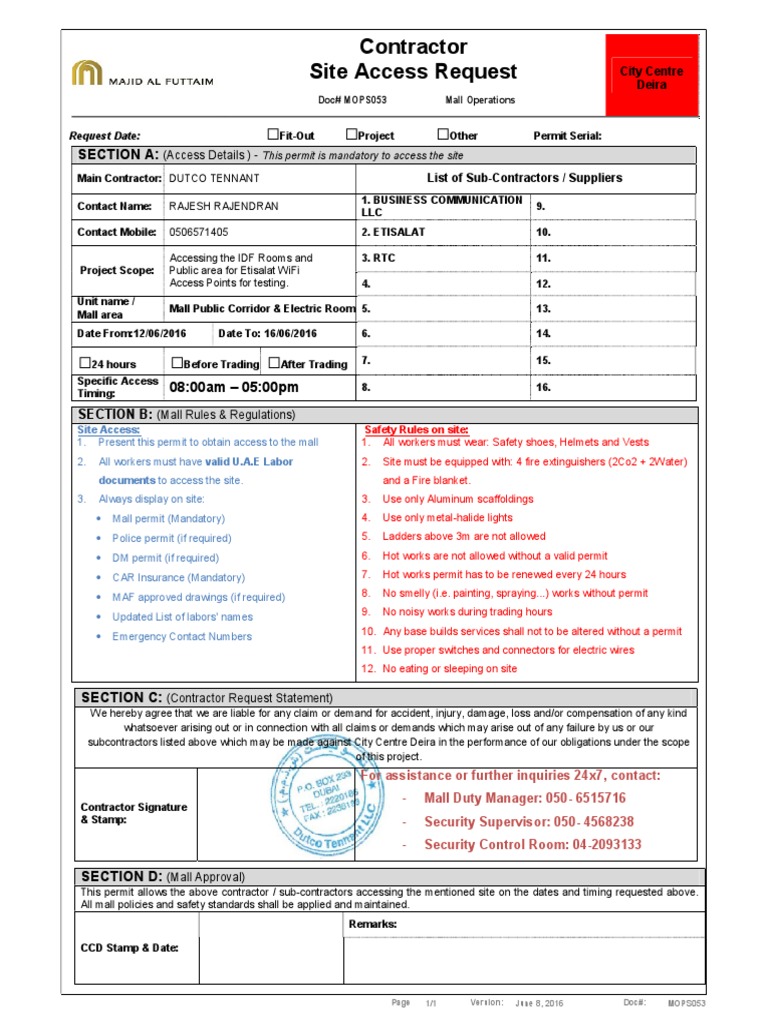 CCD Site Access Request Form | PDF | Government | Business