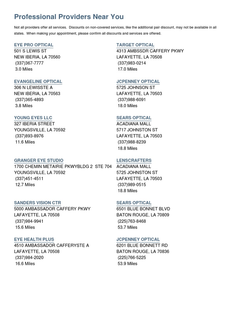 Vision Providers | PDF | Baton Rouge | Acadiana