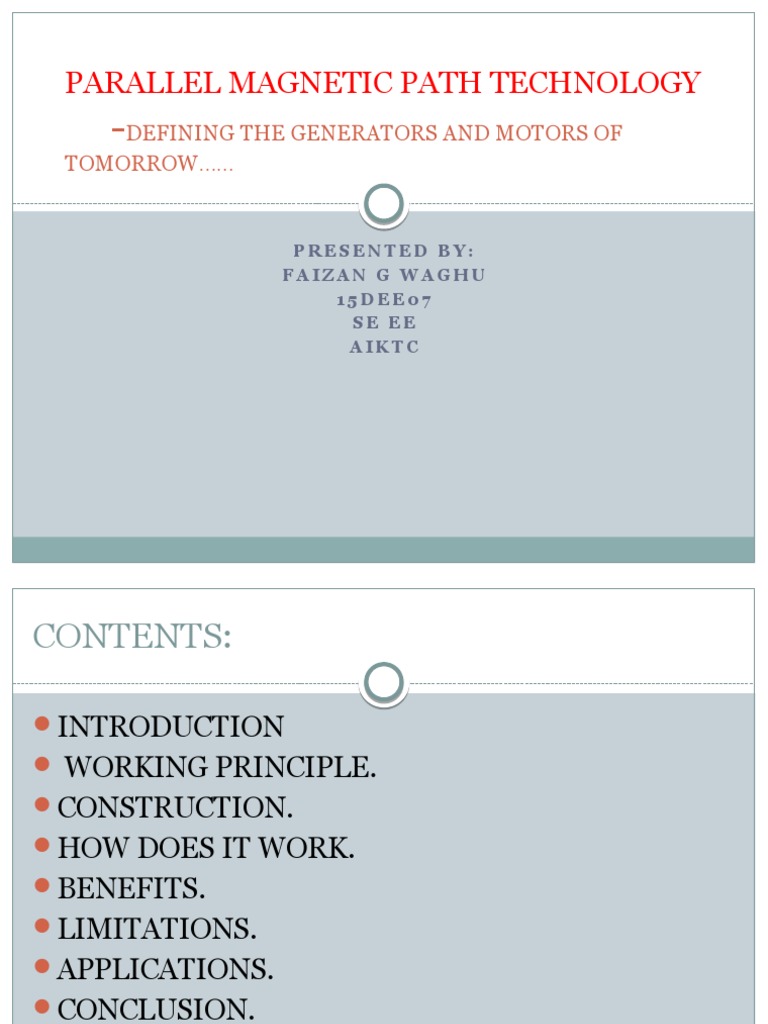 Parallel Magnetic Path Technology | PDF | Electric Generator | Actuator