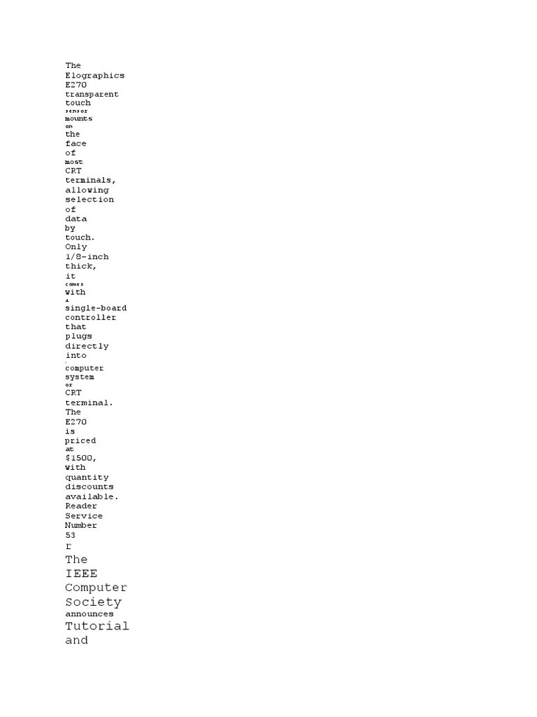 Ieee Society Tutorial: The Elographics E270 | PDF | Computer Monitor ...