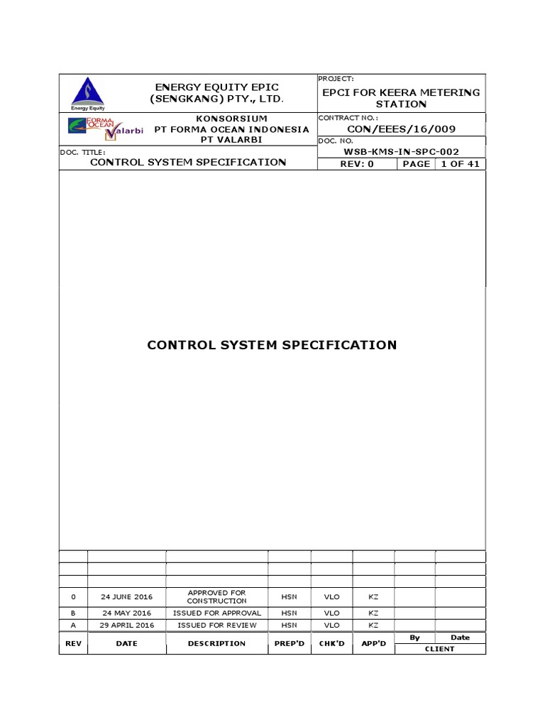 Control System Specification Energy Equity Keera | PDF | Programmable ...