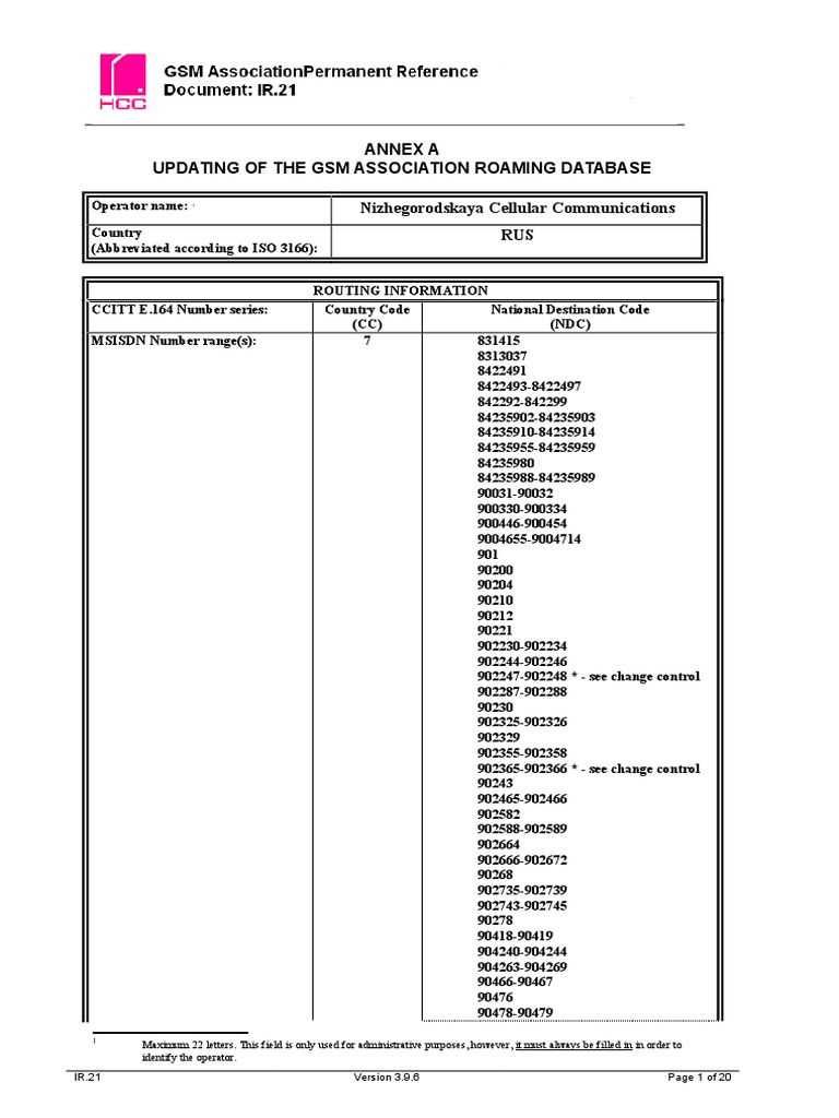 Ir21 NCC 20140514 | PDF | Telecommunications Standards | Networks