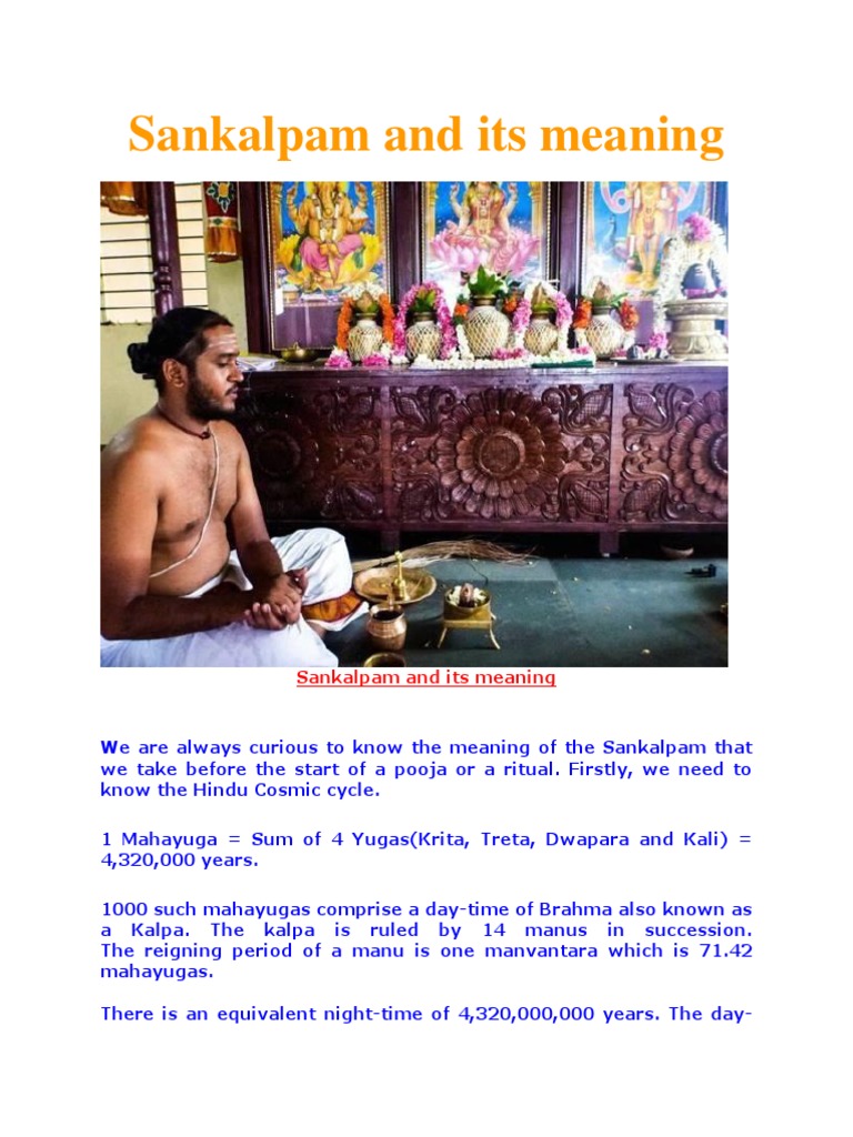 Sankalpam and Meaning | PDF | Hindu Behaviour And Experience | Indian ...