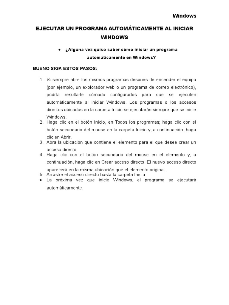 Ejecutar Un Programa Automáticamente Al Iniciar Windows | PDF | Windows ...