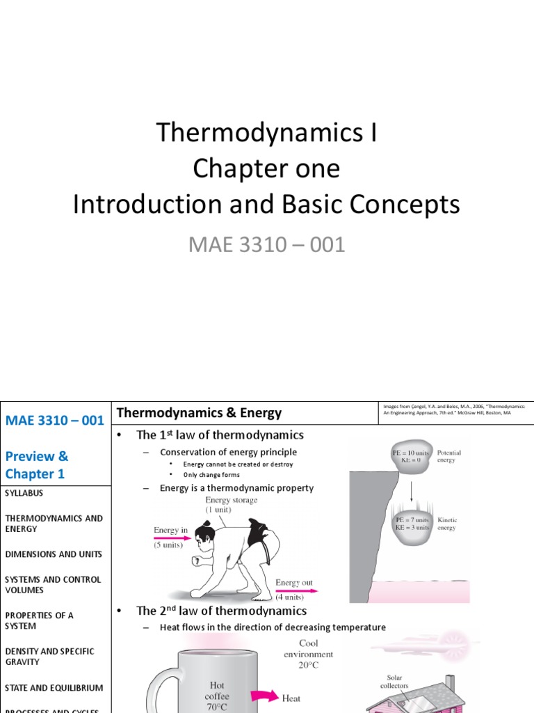 2016FA MAE3310 Chapter 1 | PDF | Thermodynamics | Thermodynamic Equilibrium