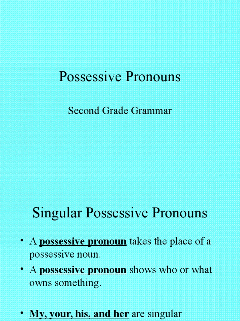Possessive Pronouns: Second Grade Grammar | PDF