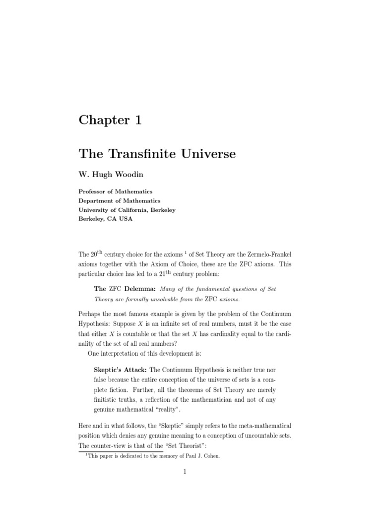 Transfinite Set Theory Challenges | PDF | Axiom | Model Theory