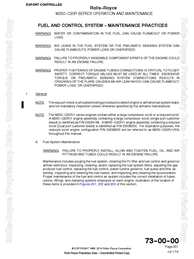 Rolls-Royce M250-C20R SERIES OPERATION AND MAINTENANCE 73-00-00 | PDF ...