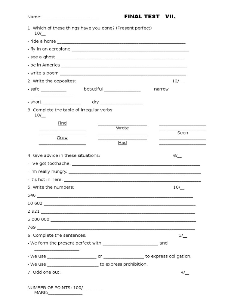 Comprehensive English Language Final Exam | PDF