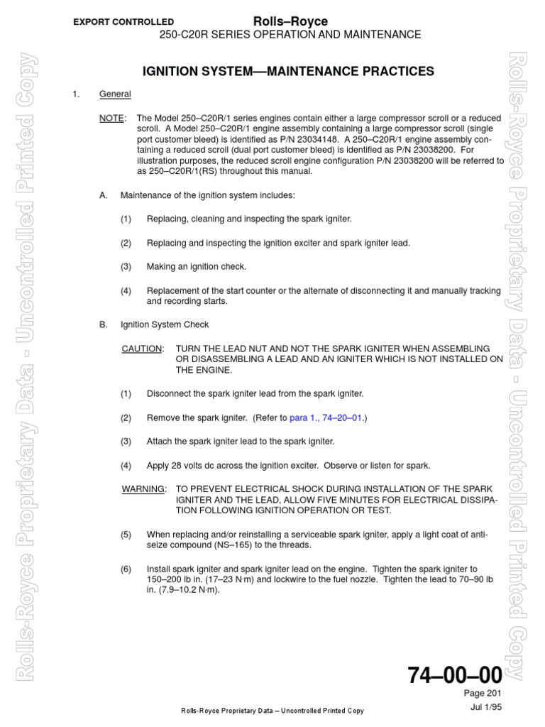 Rolls-Royce M250-C20R SERIES OPERATION AND MAINTENANCE 74-00-00 | PDF