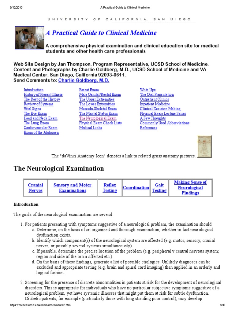 A Practical Guide To Clinical Medicine-Neurology | PDF | Self ...