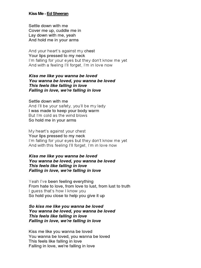 Ed Sheeran Kiss Me Lyrics
