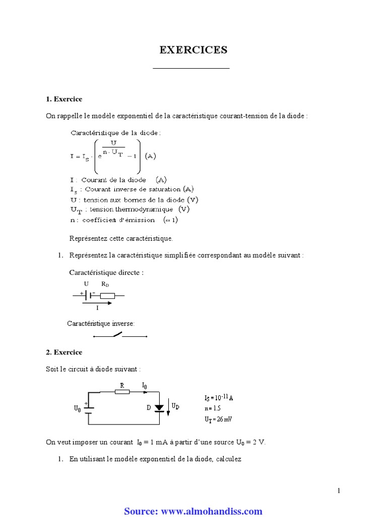 Exercices sur les Diodes et Zener | PDF | Diode | Redresseur