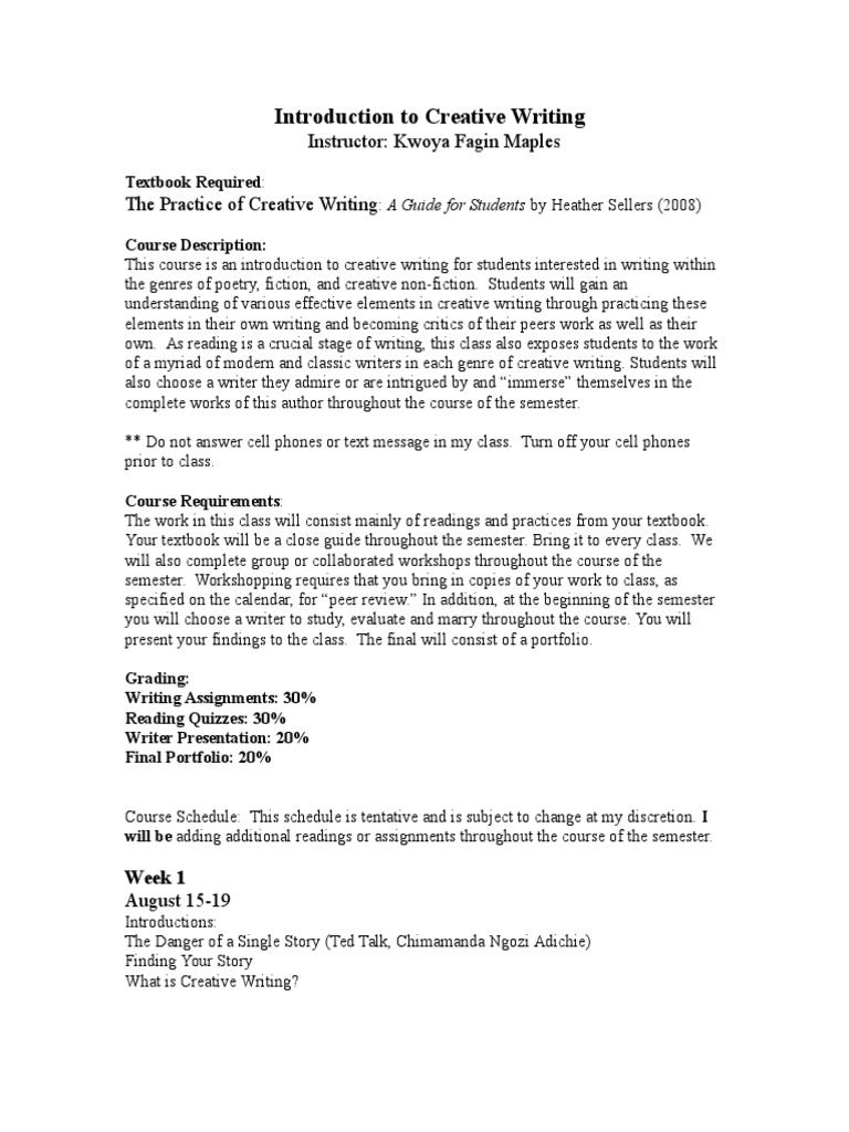 An Introduction to Creative Writing: Exploring Genres, Elements, and ...