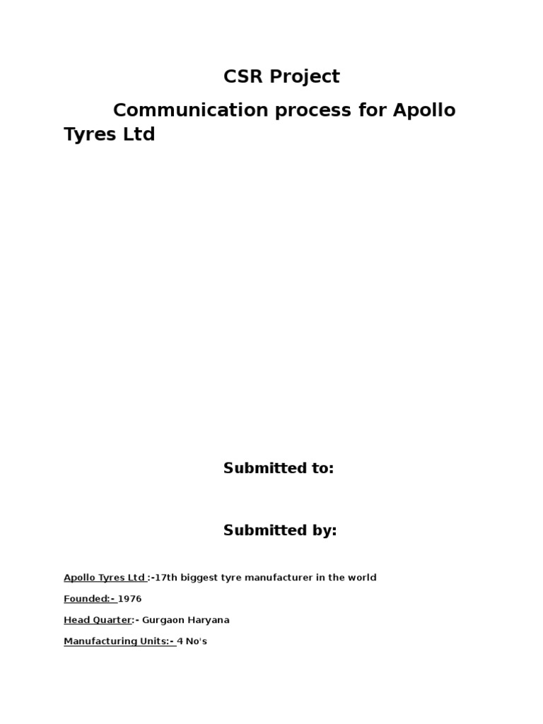 Apollo Tyres Ltd's Comprehensive CSR Communication Processes for ...