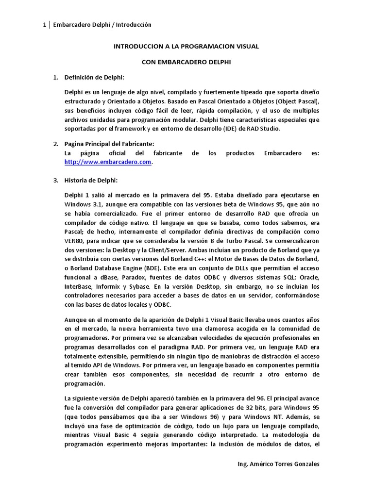 Clase1T - Intro - IDE - Tipos de Archivos Delphi | PDF | Entorno de ...