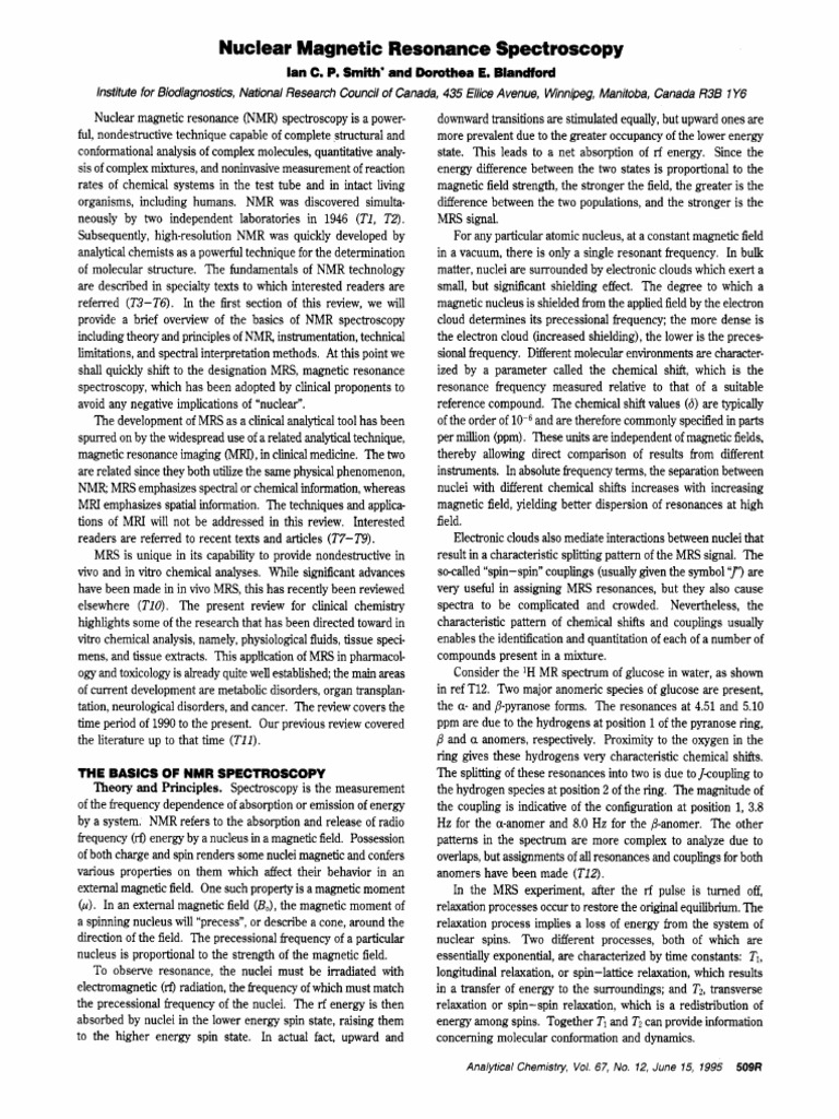 Nuclear Magnetic Resonance Spectros | PDF | Nuclear Magnetic Resonance Spectroscopy | Relaxation ...