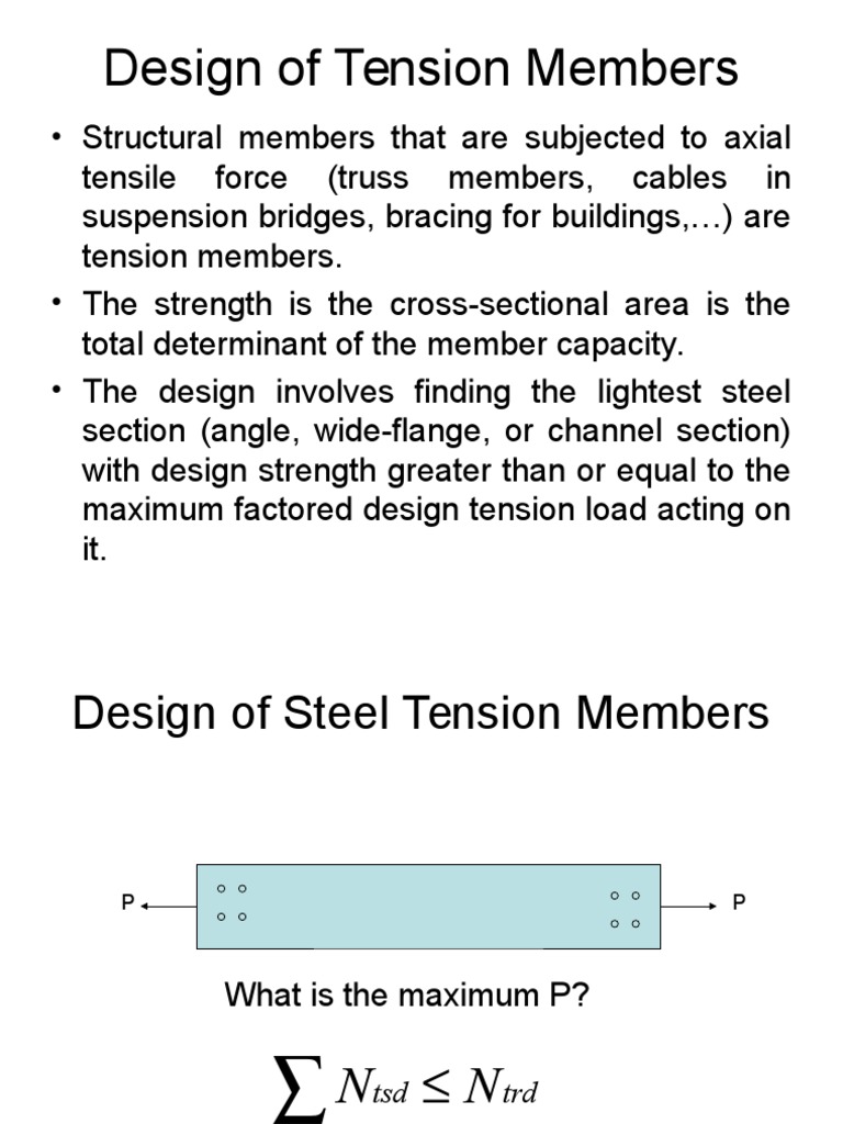 Design of Steel Tension Members | PDF | Strength Of Materials | Tension ...