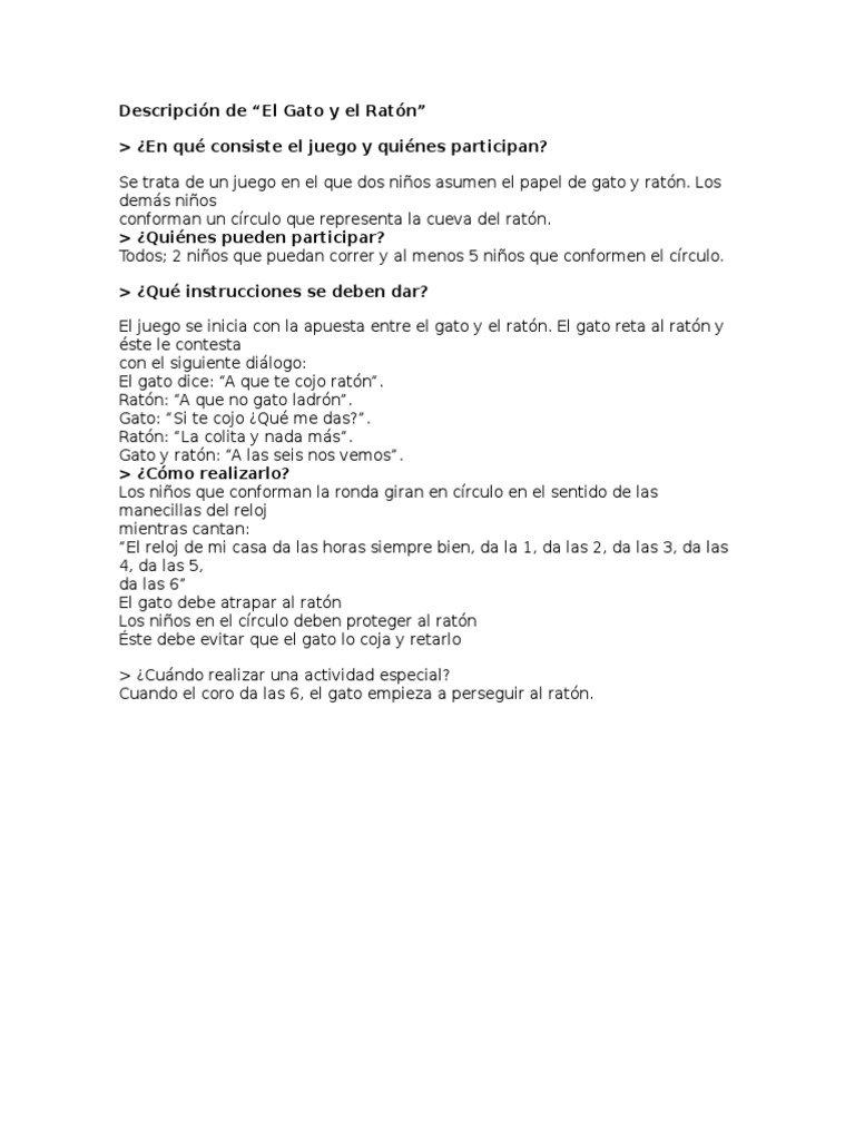Juego Del Gato y El Ratón | PDF