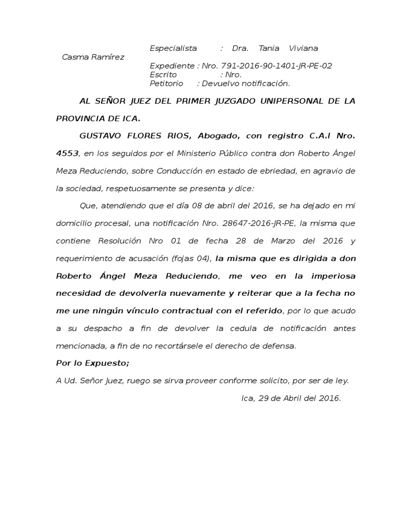 Gustavo Flores Rios-Devuelvo Notificacion-Oaf | PDF