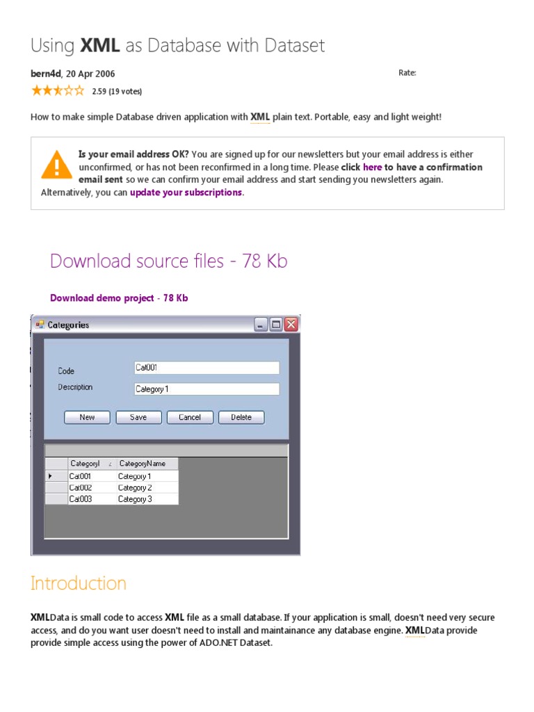 Using Xml As Database With Dataset Codeproject Pdf Xml Databases