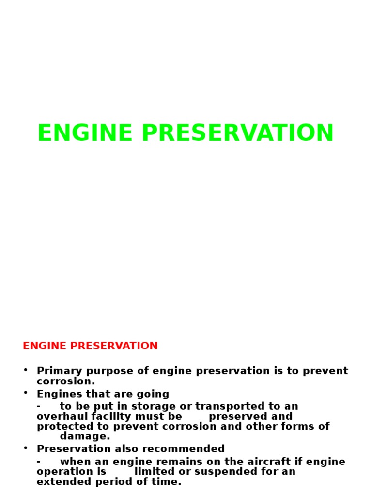 Engine Preservation For Piston Engine | PDF | Corrosion | Carburetor