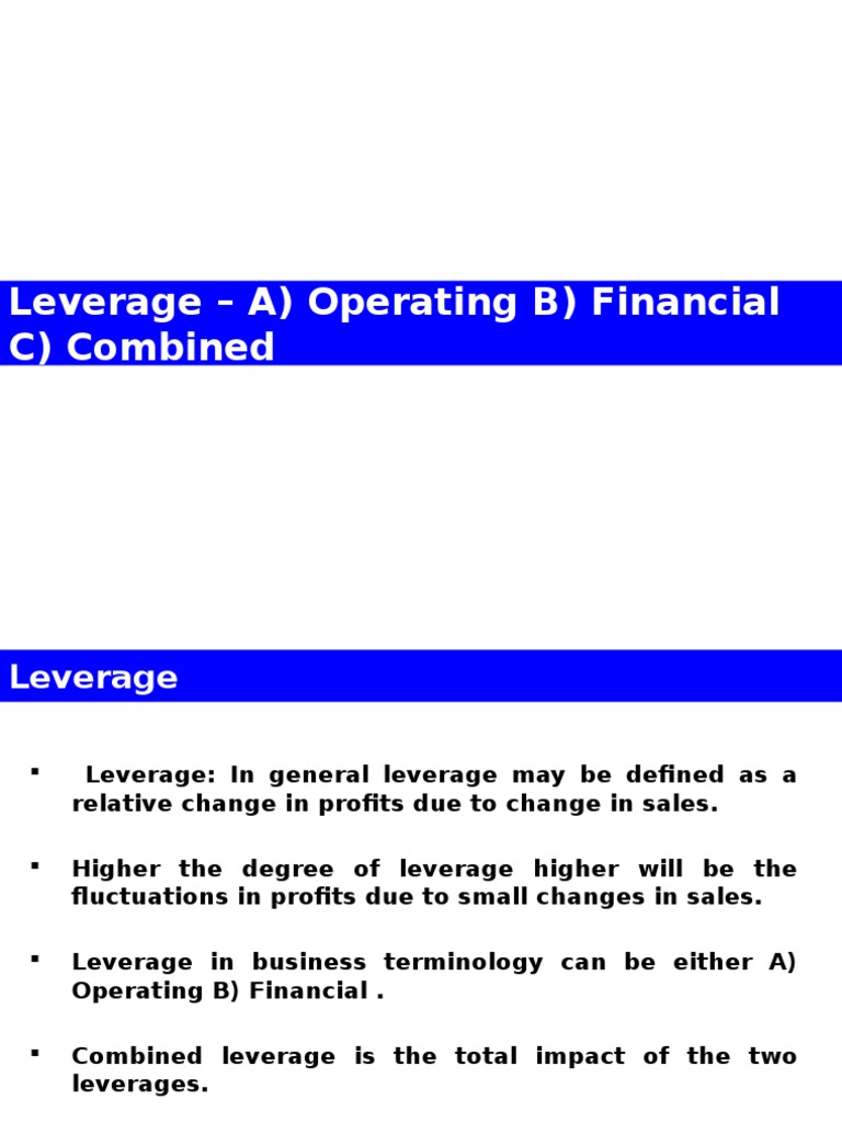 Understanding Leverage in Business | PDF | Leverage (Finance) | Return ...