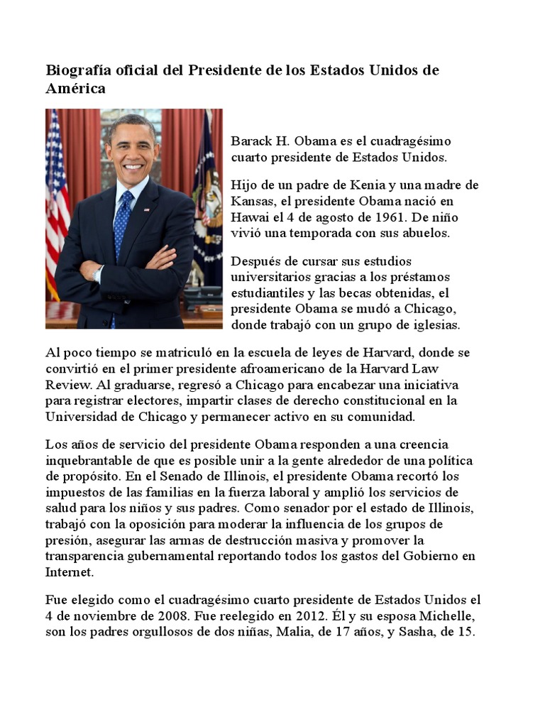 Biografía de Barack Obama en Breve | PDF