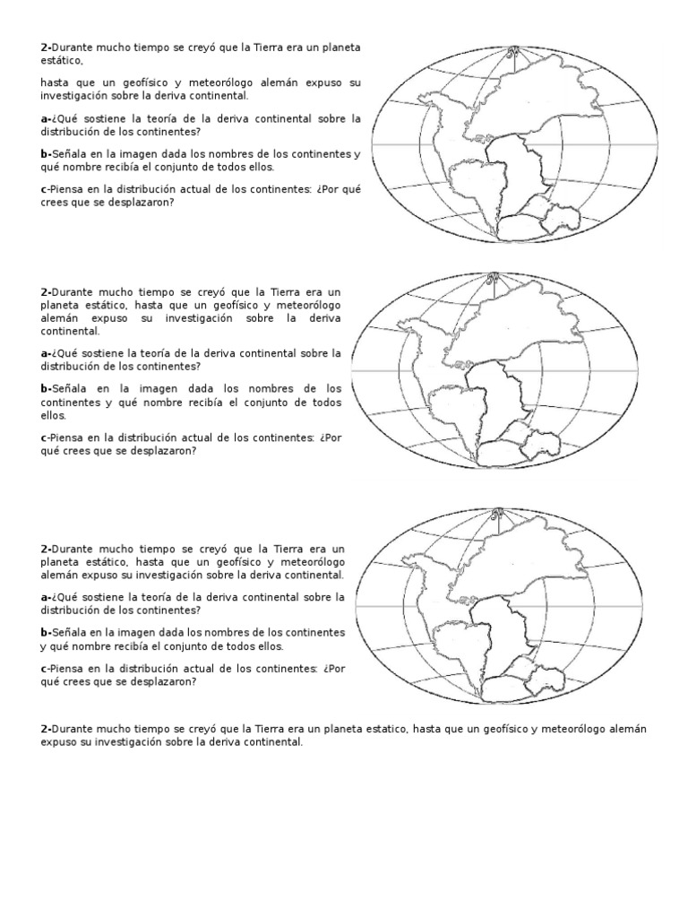 Actividades sobre la Deriva Continental | PDF | Viajes y turismo ...