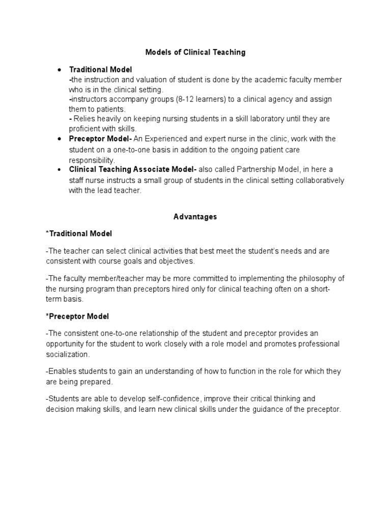 40 Models of Clinical Teaching | PDF