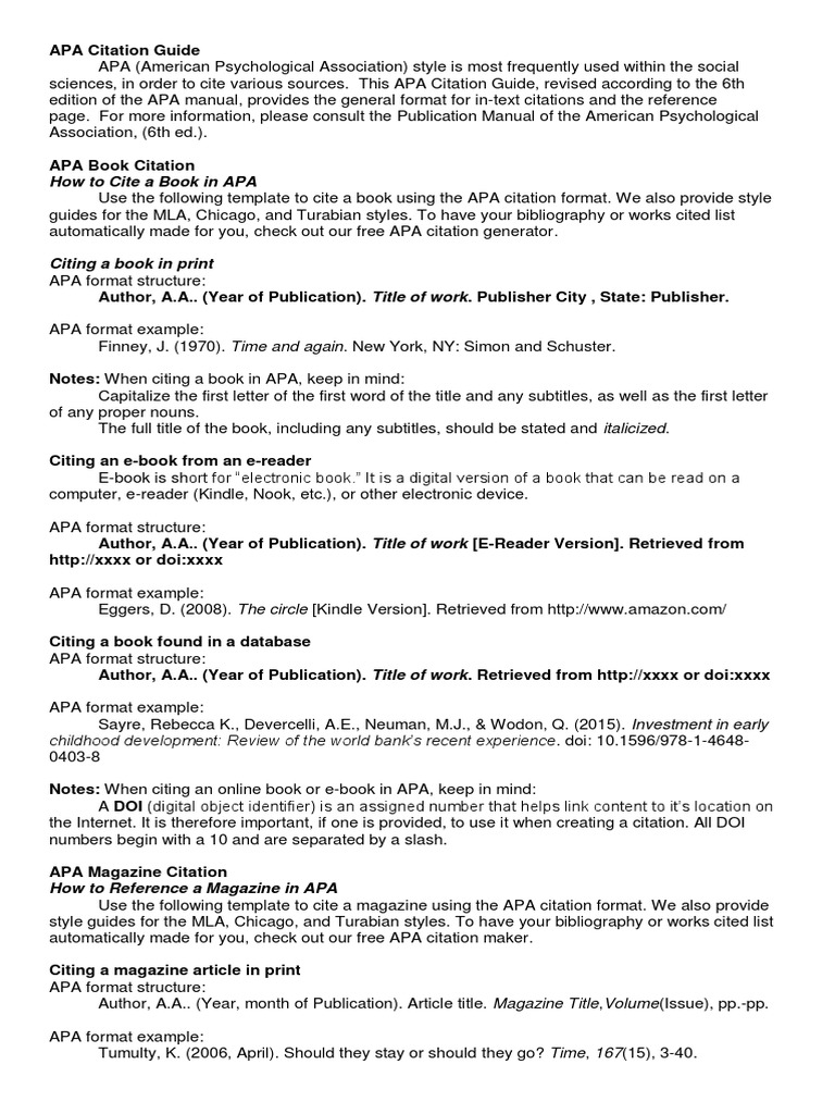APA Citation Guide | PDF | Citation | Digital Object Identifier