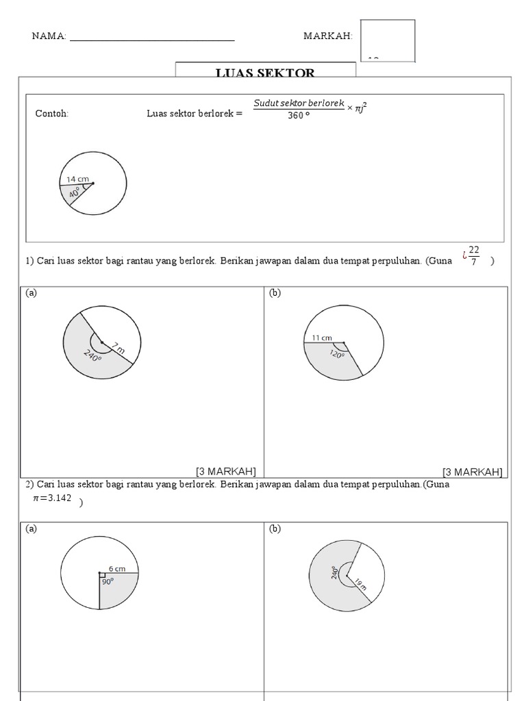 Latihan Luas Sektor | PDF