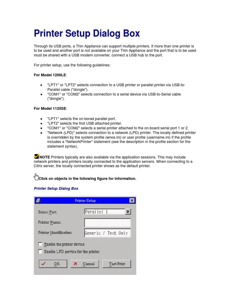Printer Setup Dialog Box: For Model 1200LE | PDF | Ip Address ...