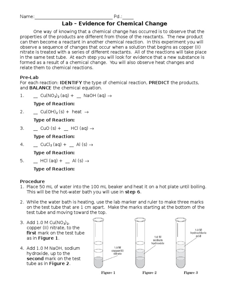 Evidence of Chemical Change Lab | PDF | Sodium Hydroxide | Metallic ...