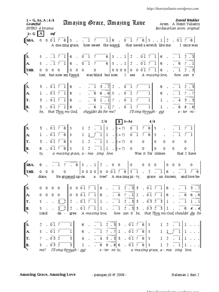 Amazing Grace Not Angka Arrangement | PDF | Leisure