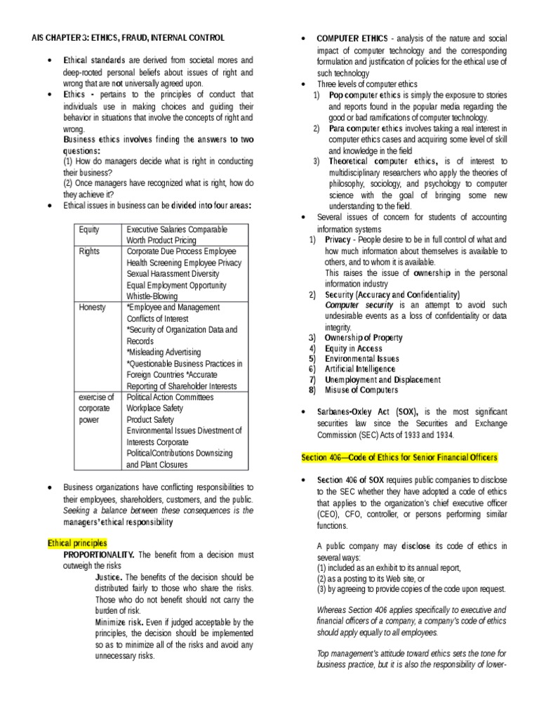 Ais Chapter 3 | Download Free PDF | Fraud | Business Ethics