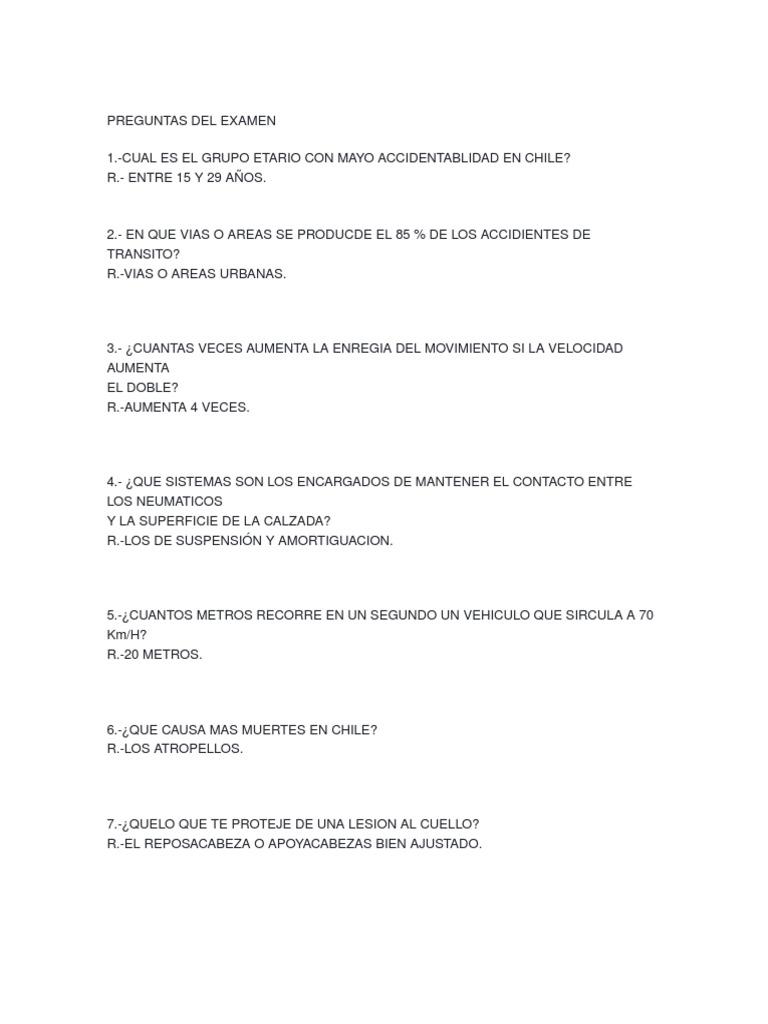 Examen de Conducir A2 y A4 | Descargar gratis PDF | Neumático ...
