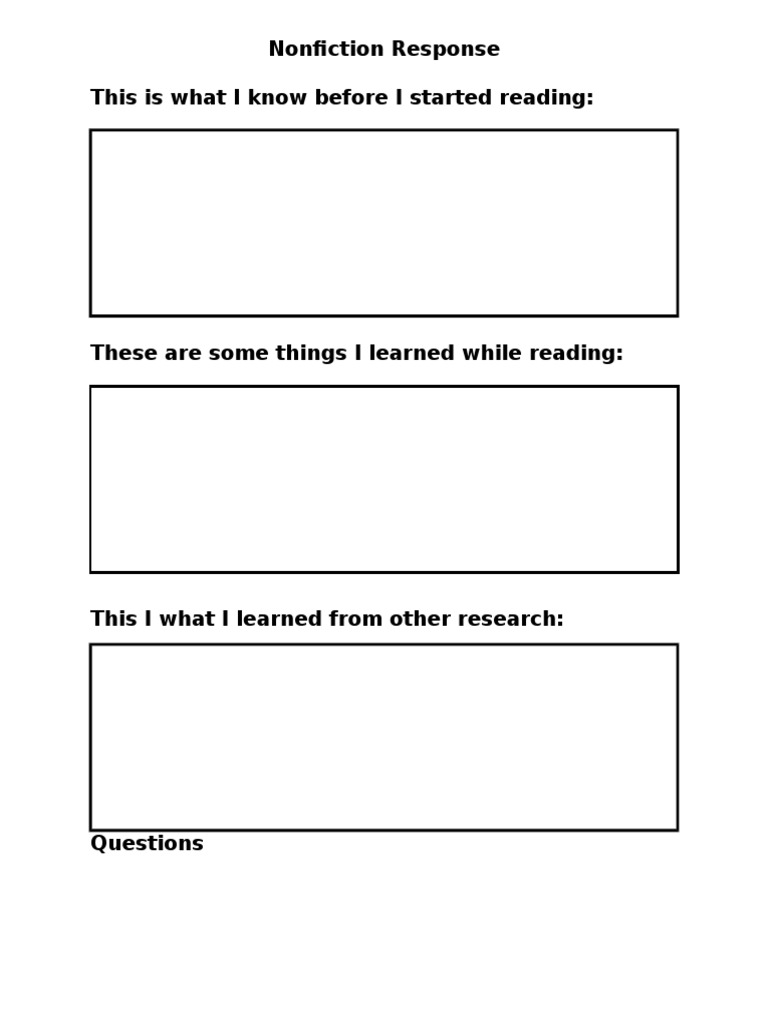 Nonfiction Response This Is What I Know Before I Started Reading | PDF