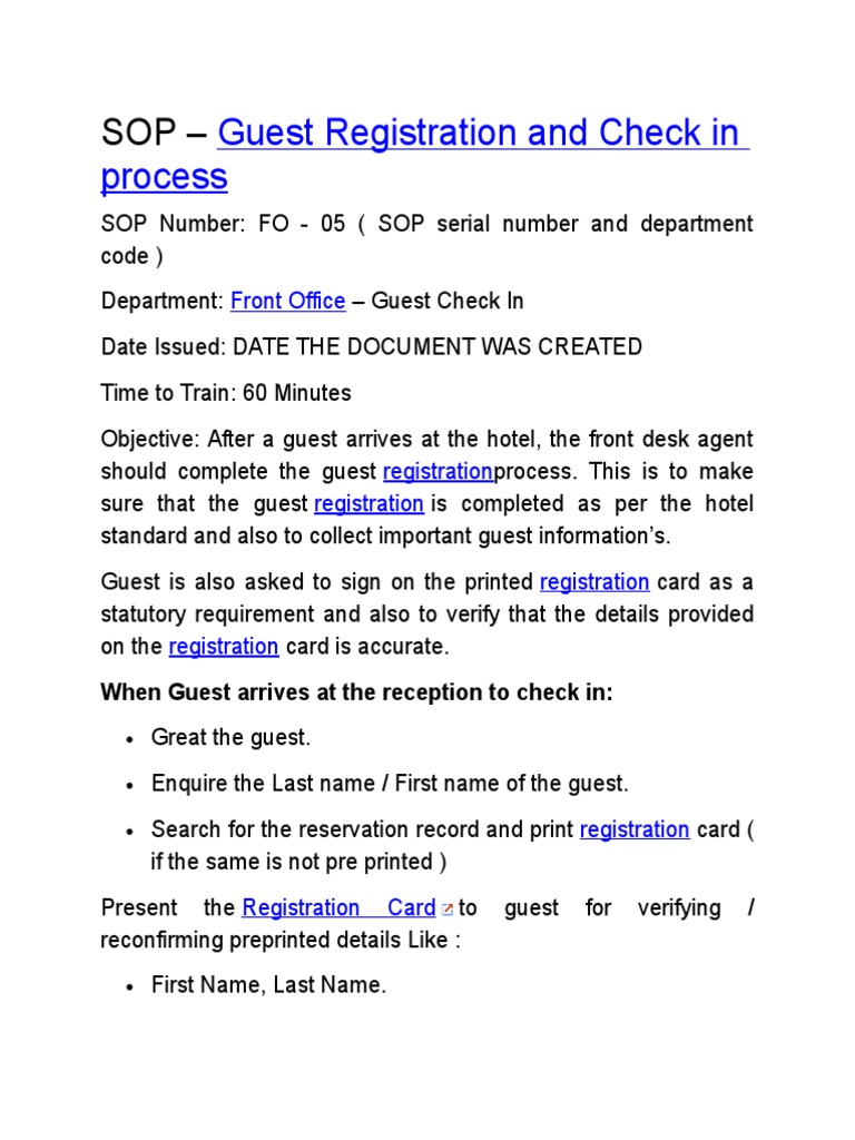 Sop Hotel | PDF | Waiting Staff | Bed