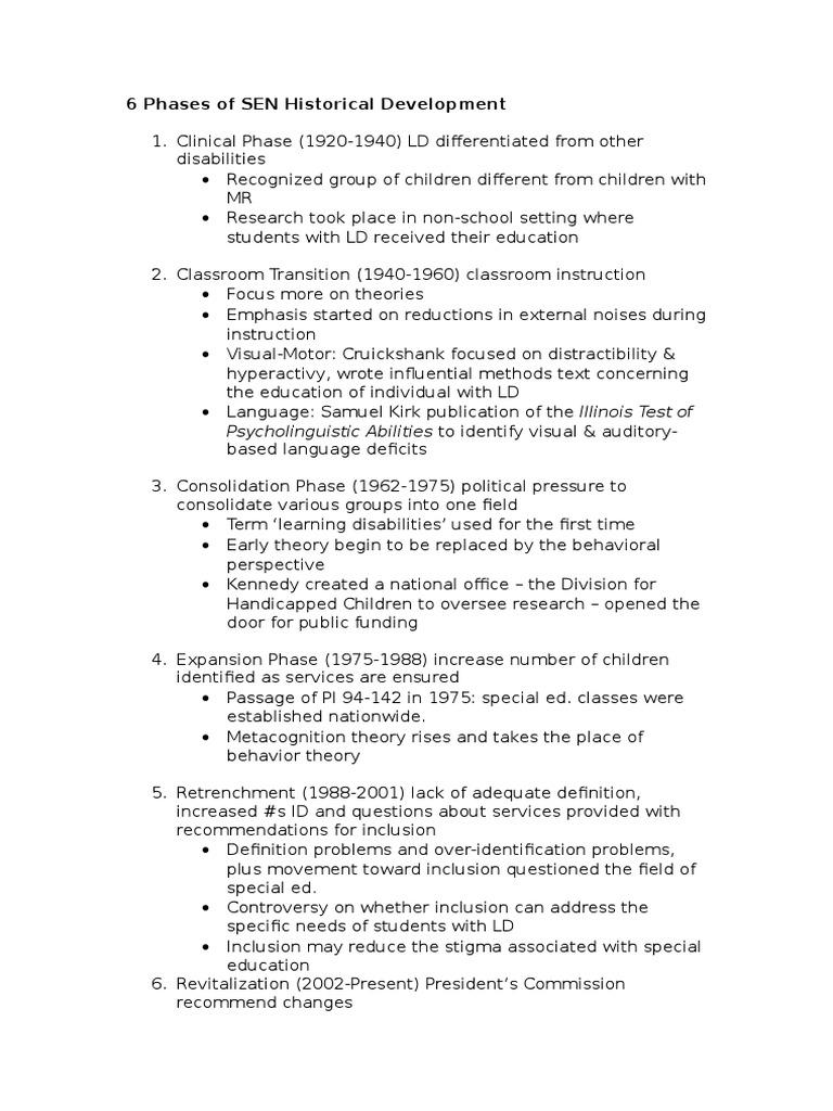 6 Phases of SEN Development | PDF | Special Education | Inclusion ...