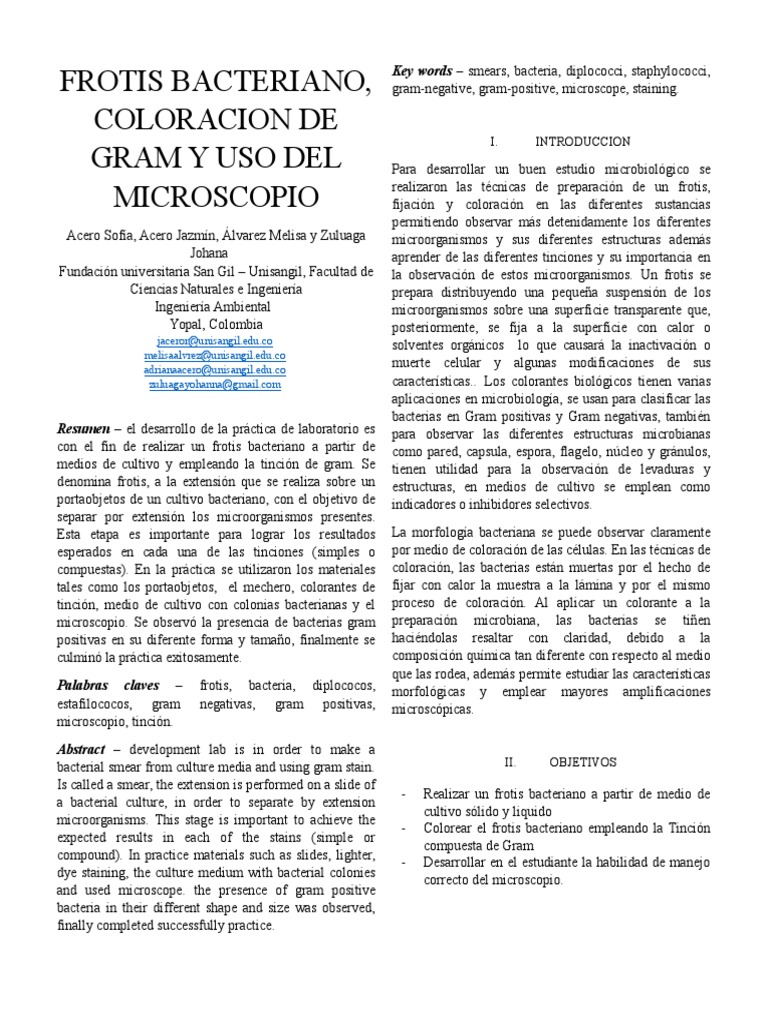 Informe 2 de Micro | PDF | Tinción | Bacterias Gram Positivas