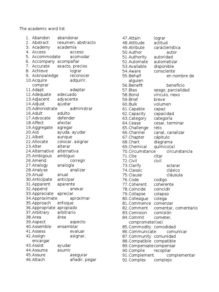 The Academic Word List Final 2014 | PDF | Science | Science (General)