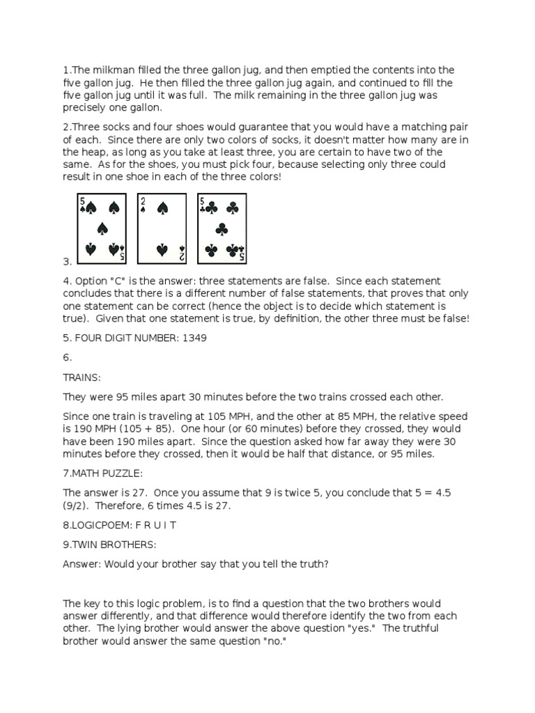 Answer To Logic Problems | PDF | Logic | Teaching Mathematics