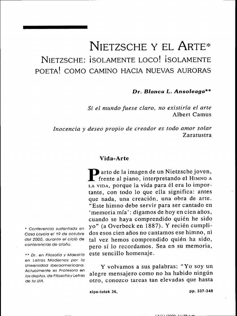 Nietzsche y El Arte | PDF | Dioniso | Friedrich Nietzsche