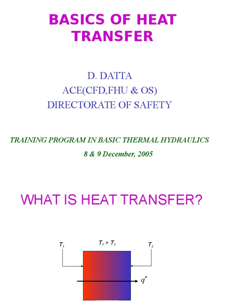 Basics of Heat Transfer: D. Datta Ace (CFD, Fhu & Os) Directorate of ...