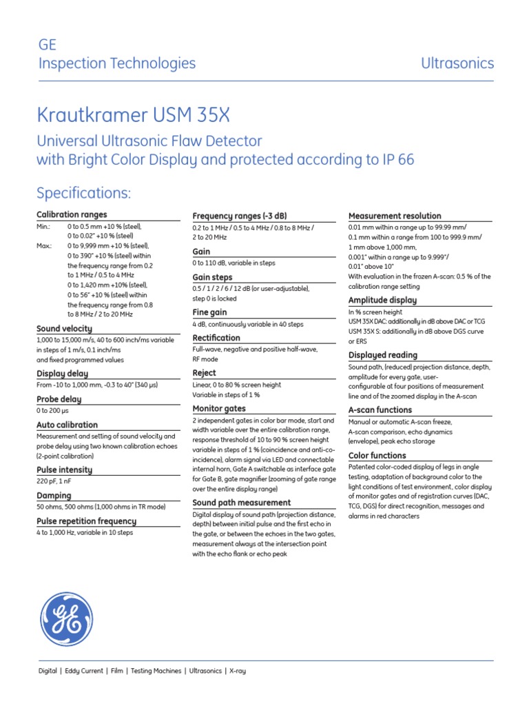Usm 35x Specification Sheet PDF | PDF
